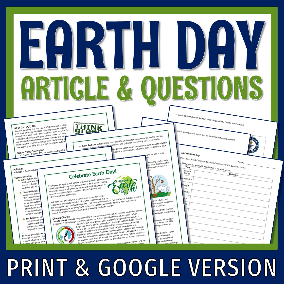 Earth Day Science Reading and Worksheet - Flying Colors Science