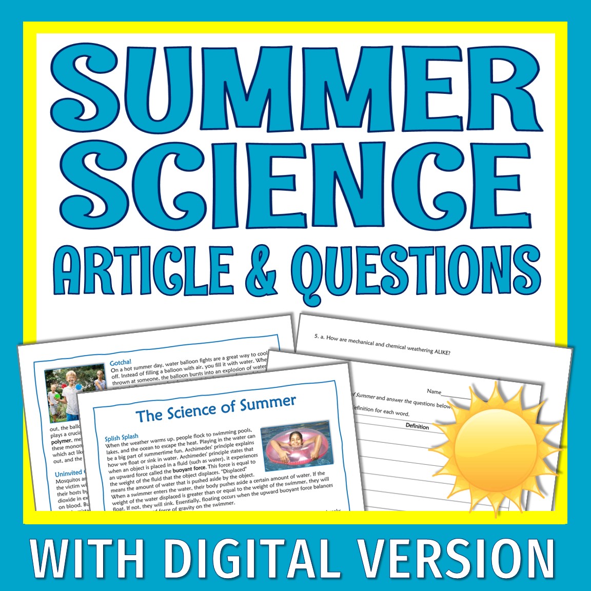The Science of Summer Reading and Worksheet - Flying Colors Science