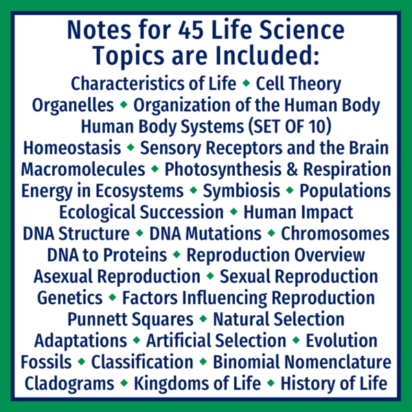 Full Year of Middle School NGSS Life Science Notes - Flying Colors Science