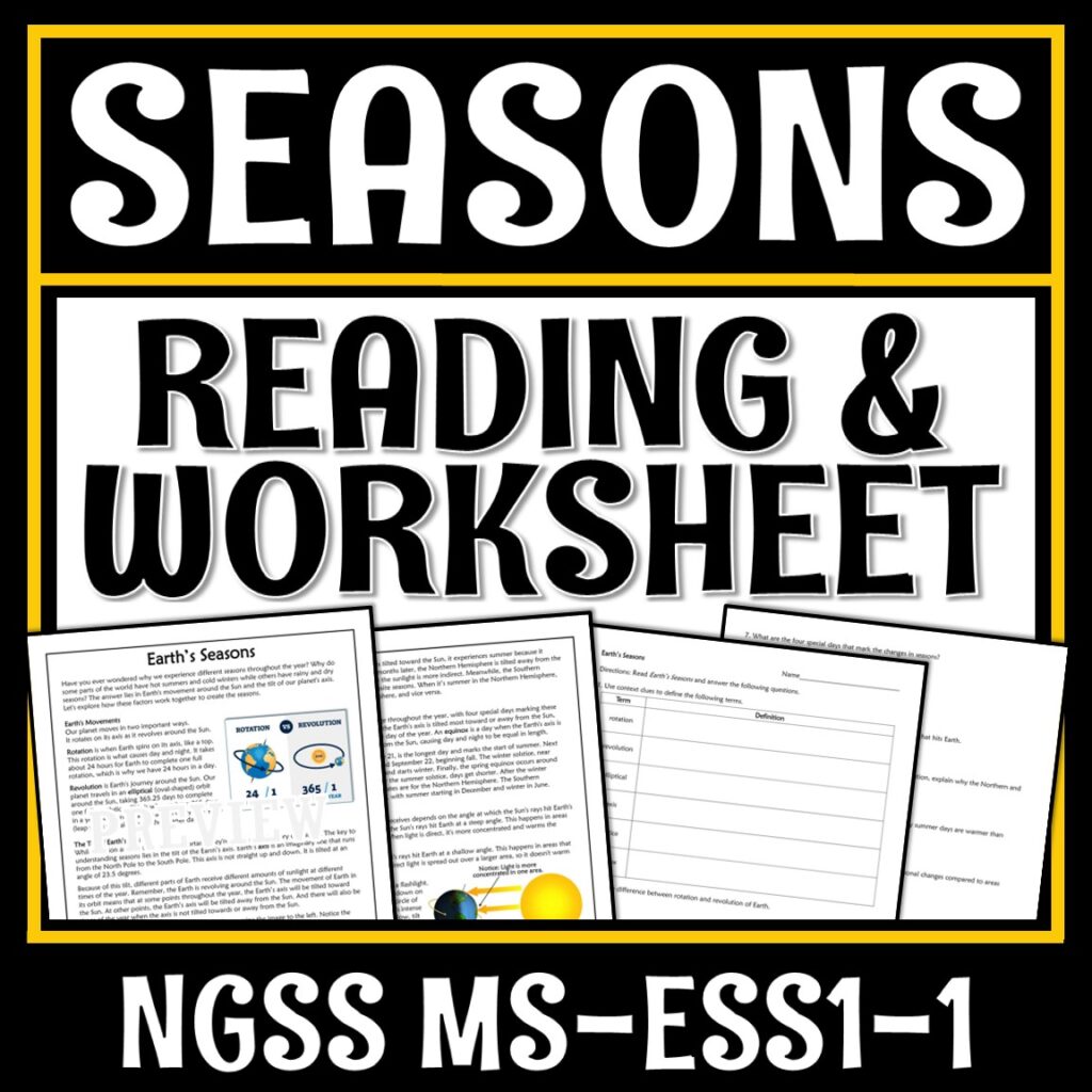 Earth's Seasons Reading & Worksheet - Flying Colors Science