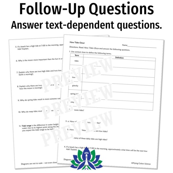 Ocean Tides Reading and Worksheet - Flying Colors Science