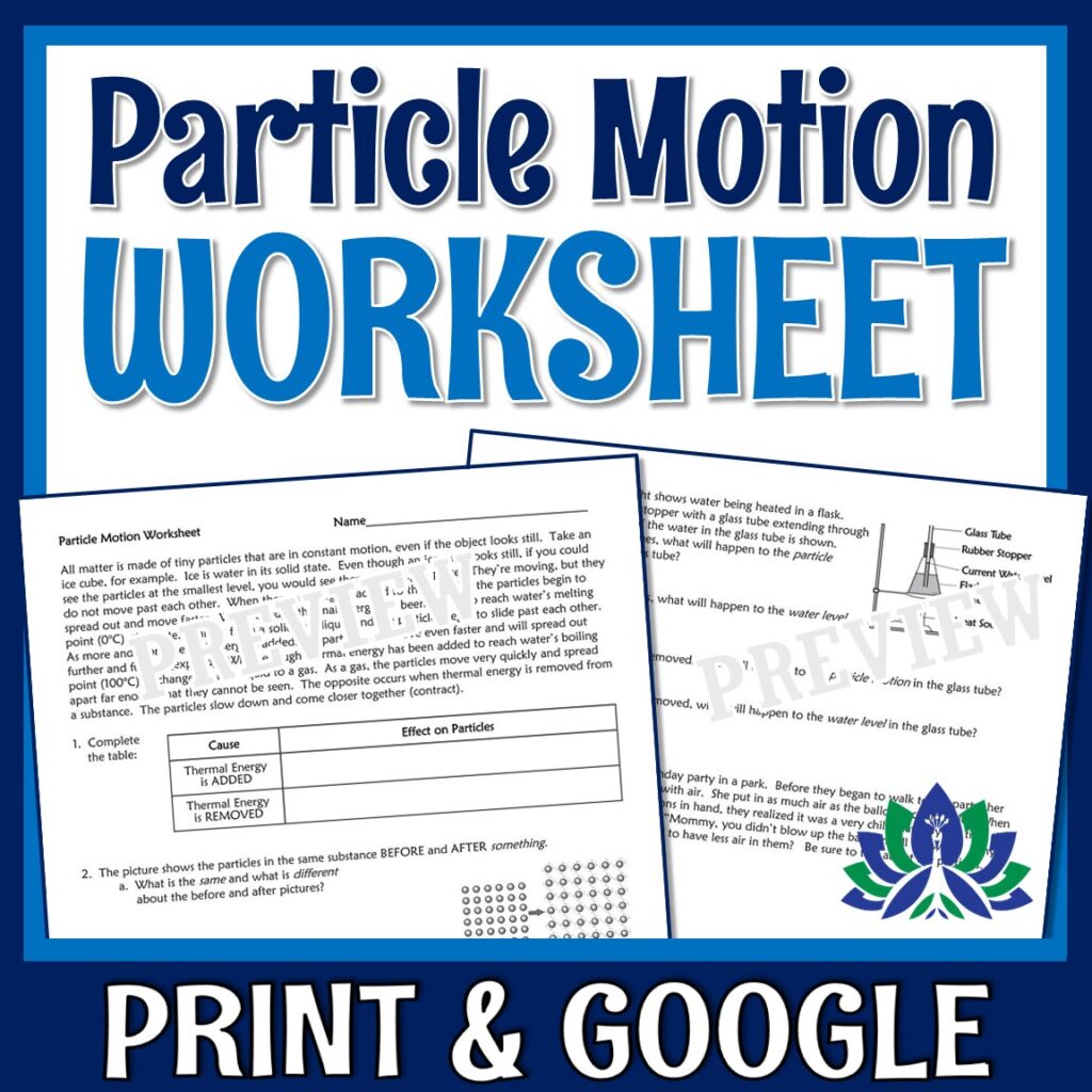 Particle Motion Worksheet - Flying Colors Science