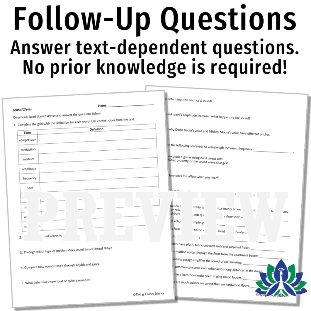 Sound Waves Reading and Worksheet - Flying Colors Science