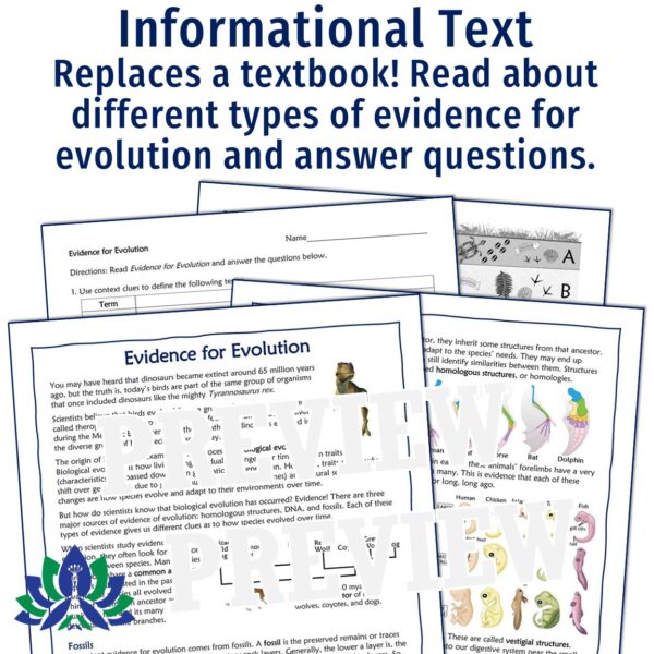 Evidence of Evolution Unit - Flying Colors Science