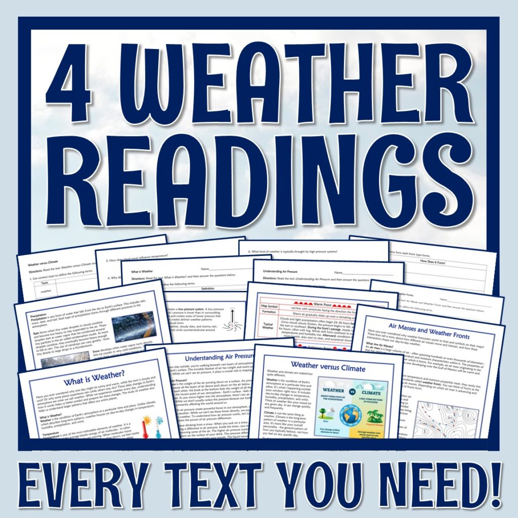 Types of Storms and Severe Weather Reading and Worksheet - Flying ...