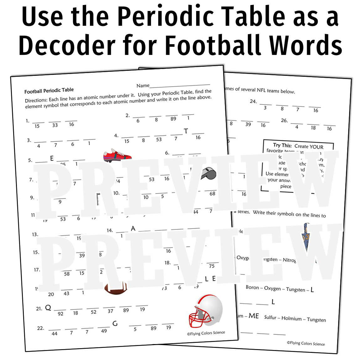 Sports-Themed Science: Periodic Table Decoder Activity - Flying Colors ...