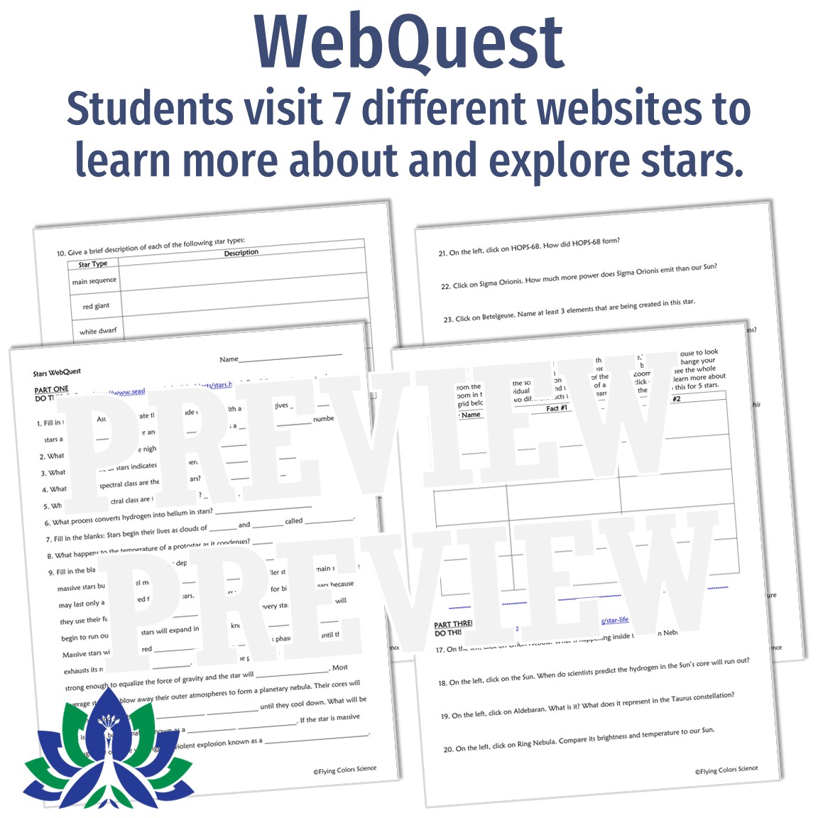 Stars WebQuest - Flying Colors Science