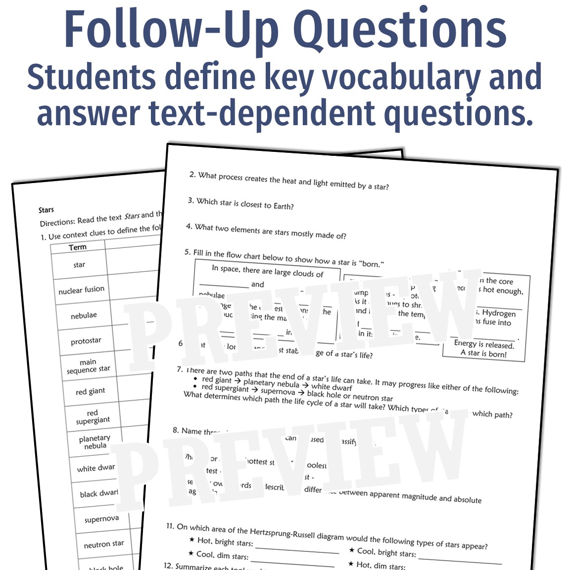 Stars Reading and Worksheet - Flying Colors Science