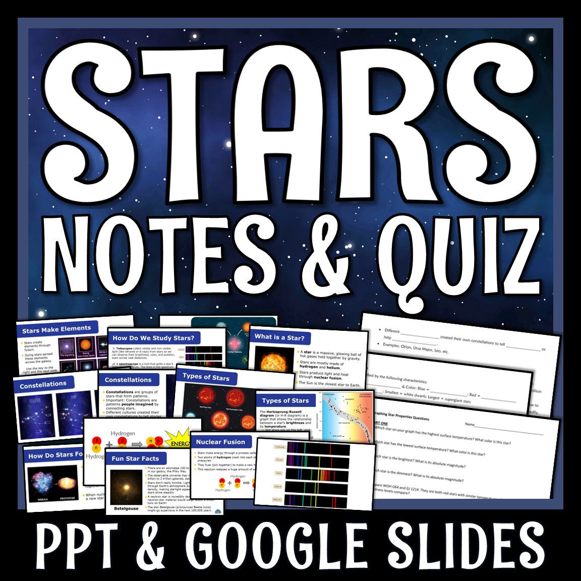 Stars Notes and Stars Quiz - Flying Colors Science