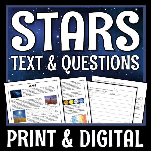 Stars Reading and Worksheet - Flying Colors Science