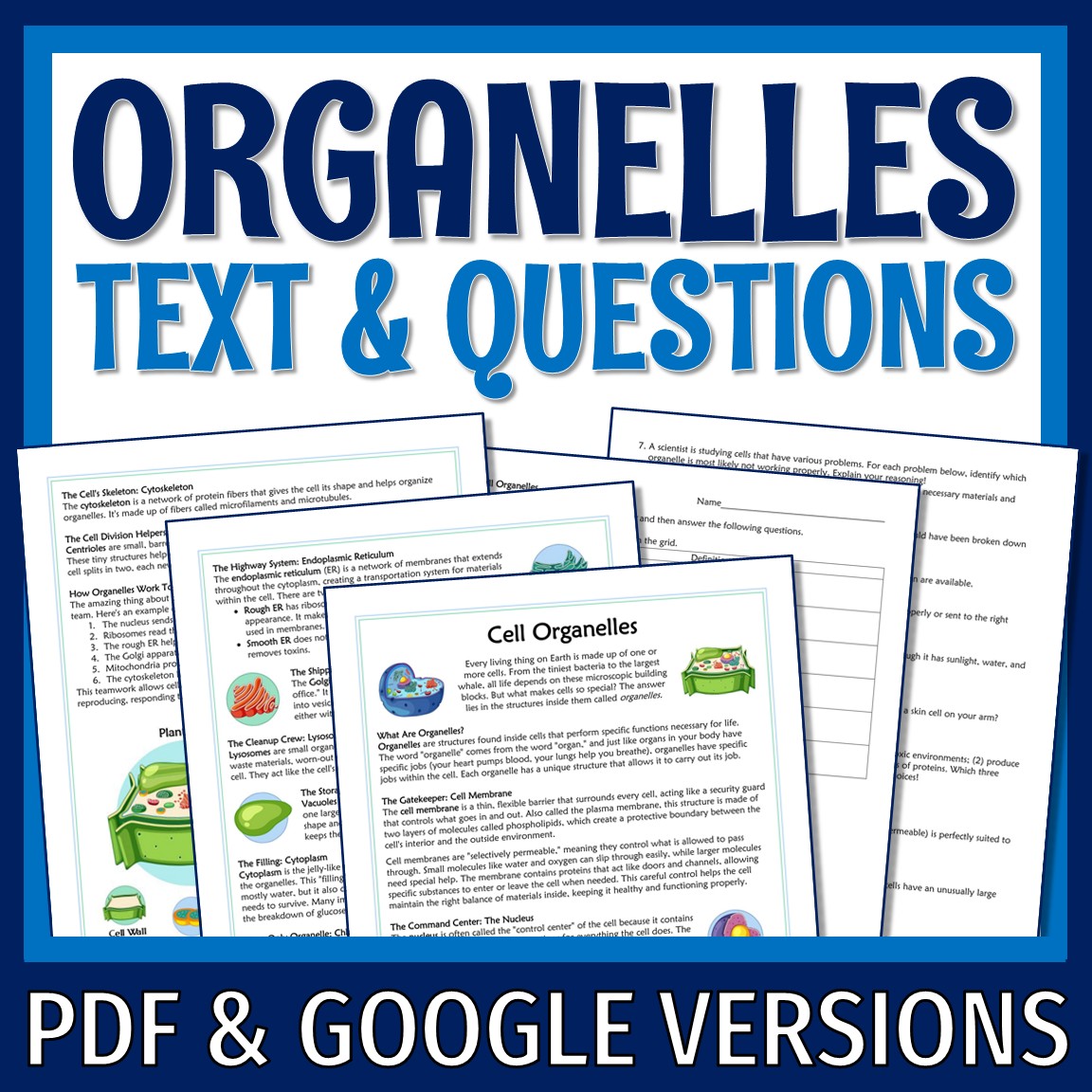 Organelles Reading & Worksheet - Flying Colors Science