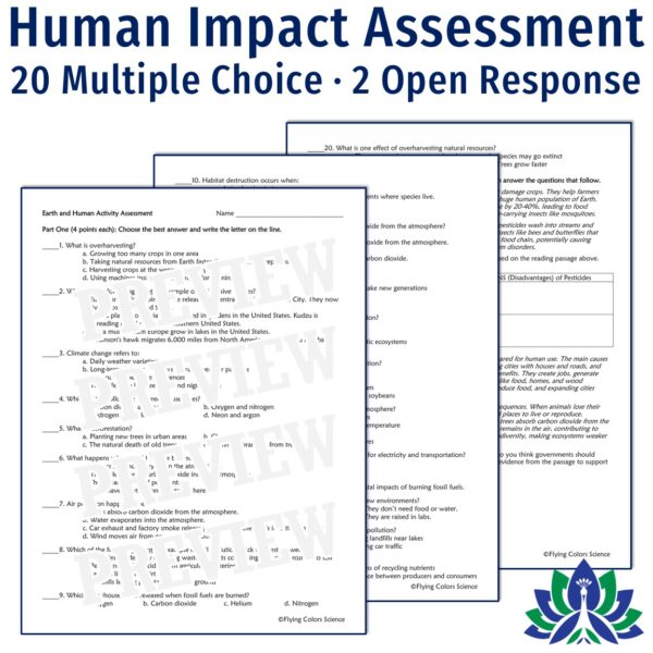 Human Impact on Earth Test - Flying Colors Science