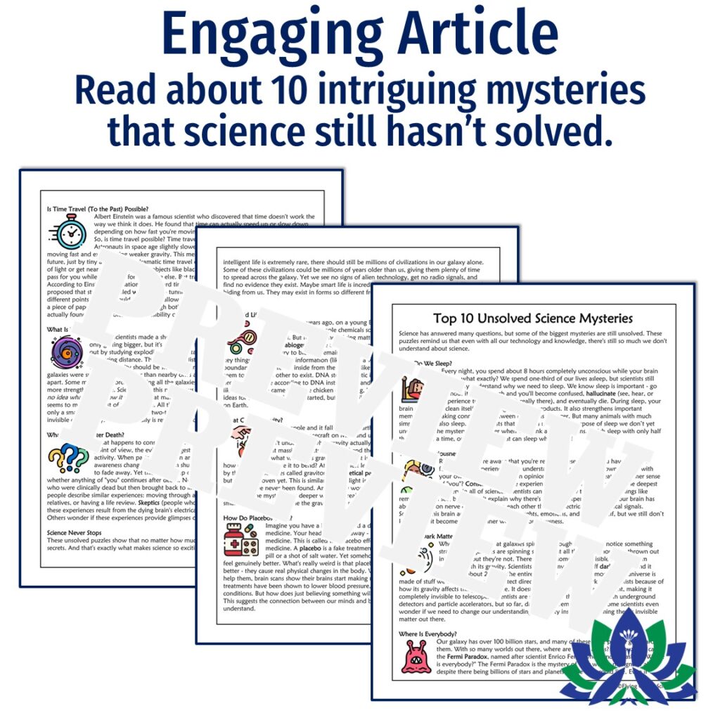 Mysteries in Science Reading and Worksheet - Flying Colors Science