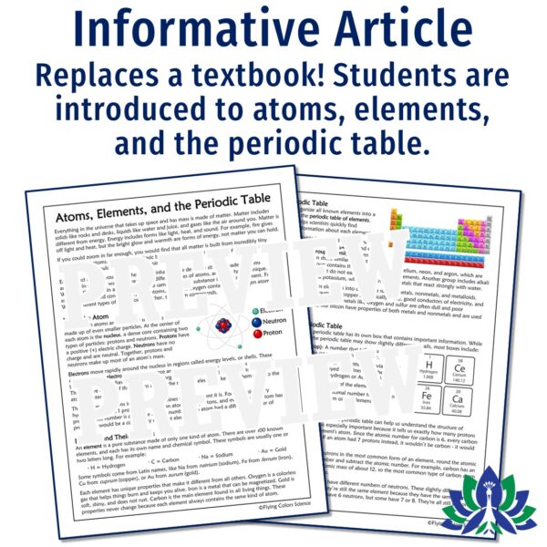 Intro to the Periodic Table Reading and Worksheet - Flying Colors Science