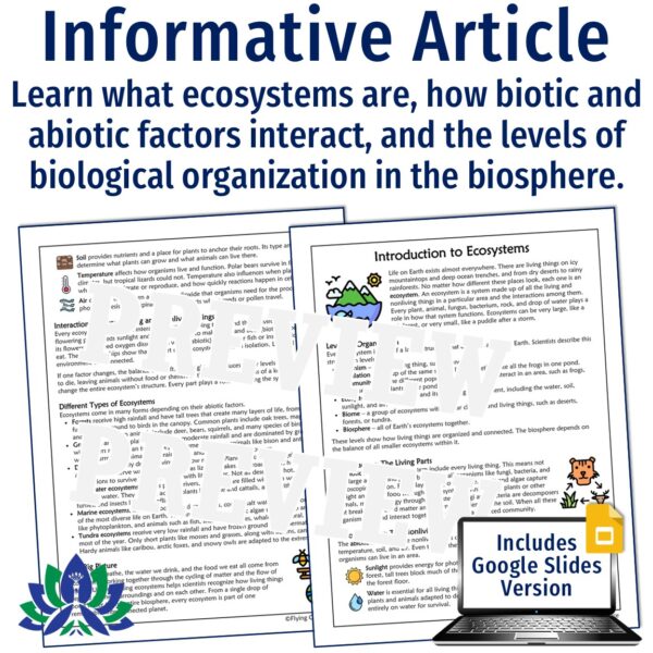 Introduction to Ecosystems Reading & Worksheet - Flying Colors Science