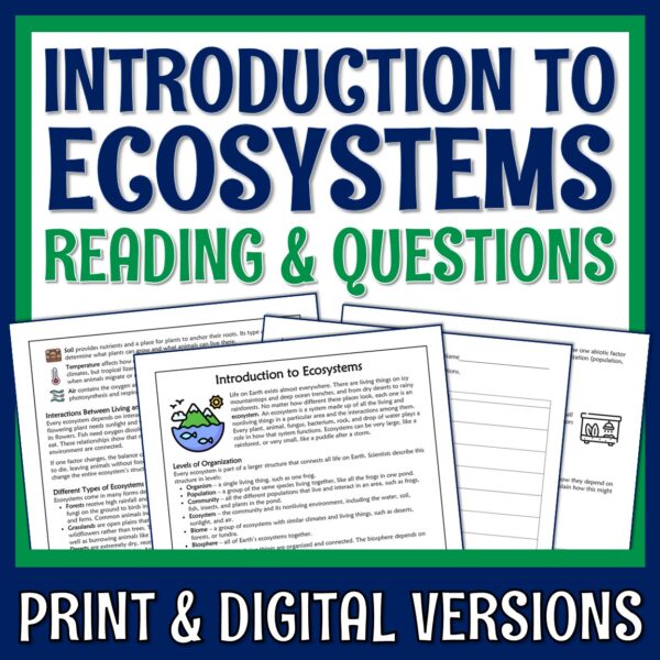 Introduction to Ecosystems Reading & Worksheet - Flying Colors Science