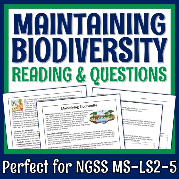 Maintaining Biodiversity Reading and Worksheet - Flying Colors Science
