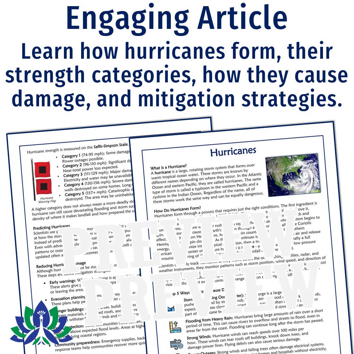 Hurricanes Reading Passage & Worksheet - Flying Colors Science