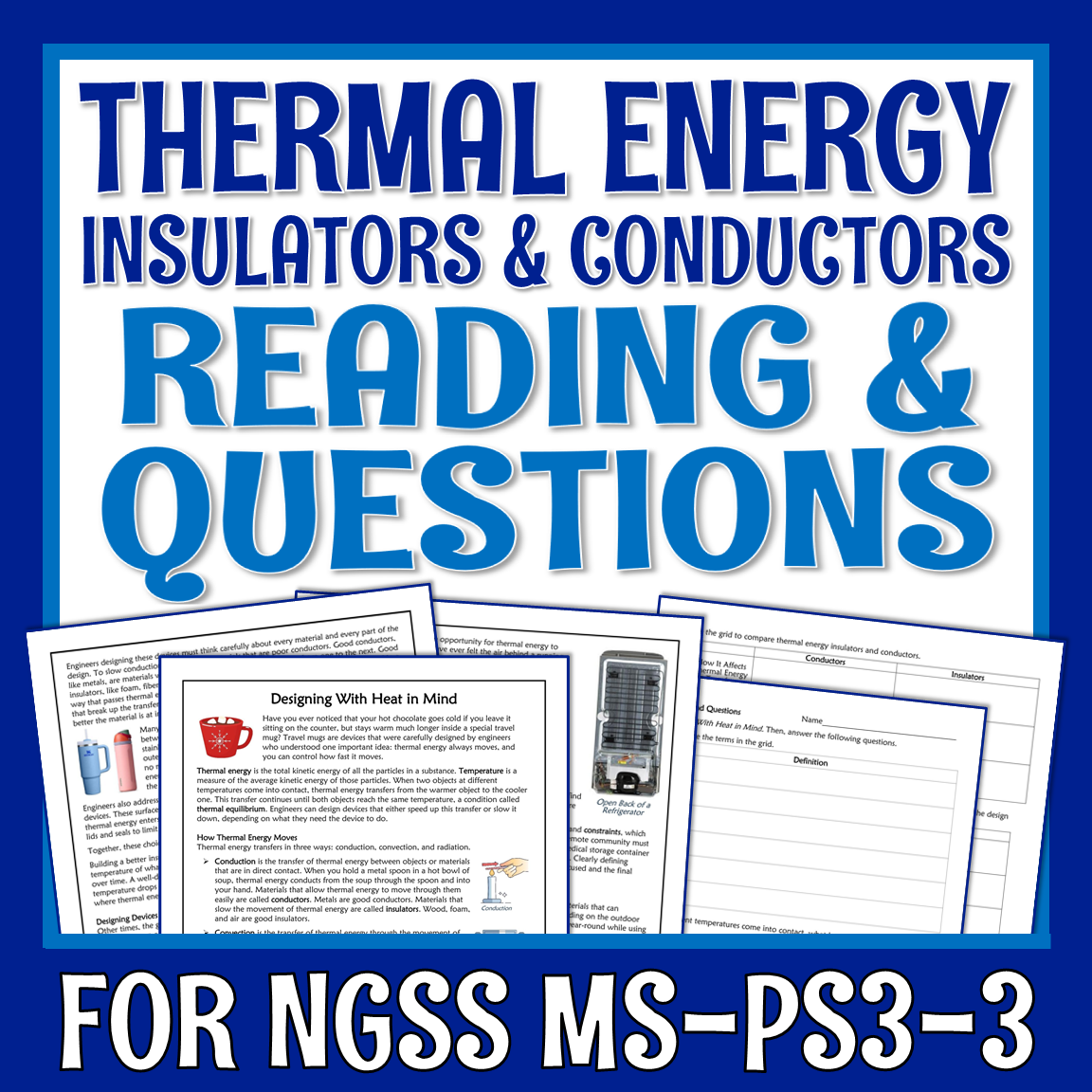 Thermal Insulators and Conductors Reading and Worksheet - Flying Colors ...